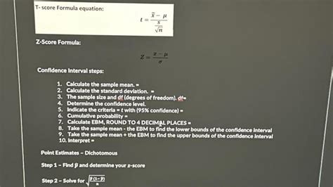 T Score Formula Equation Z Score Formula Confidence