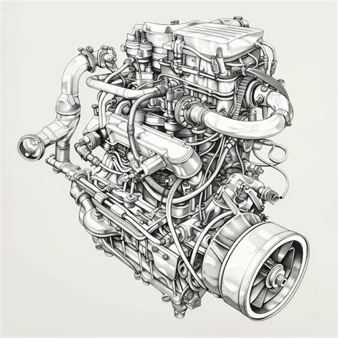 Detailed Sketch Of A Car Engine Premium Ai Generated Image