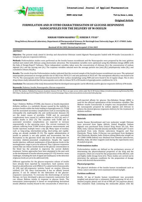 Pdf Formulation And In Vitro Characterisation Of Glucose Responsive