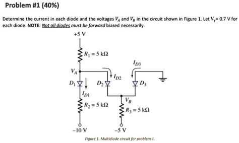 Problem Determine The Current In Each Diode And The Voltages V And V In The Circuit Shown In