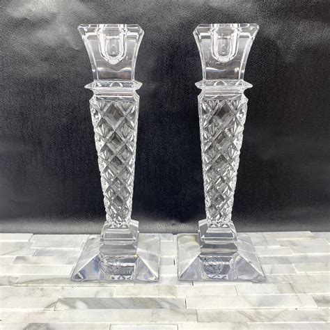 Towle Lead Crystal Candlestick Holder Pair 8 Made Czech Republic
