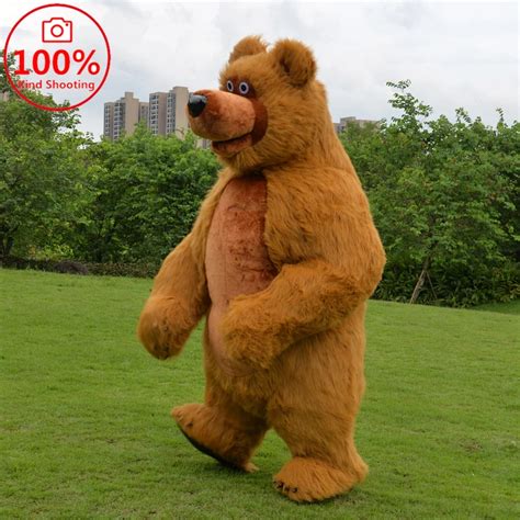 Inflatable Giant Brown Masha Bear Mascot Costume For Adults