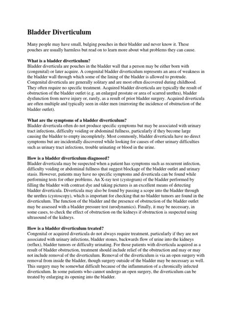 What Is A Bladder Diverticulum Pdf Urinary Bladder Urinary