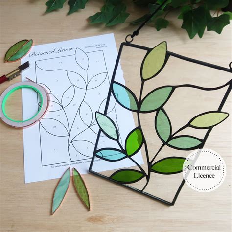 Plant Leaf Stained Glass Pattern Stained Glass Patterns Digital