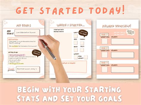 Weight Loss Tracker Journal And Planner Printable Pdf Daily Weekly