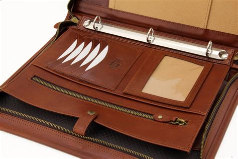 Italian Leather Folder Zipped Business Portfolio Genuine Leather 3