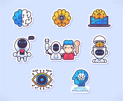 Cute Artificial Intelligence Stickers Pack Freevectors