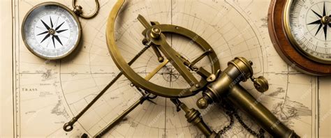 Premium Photo Antique Brass Sextant On A Nautical Chart Perfect For