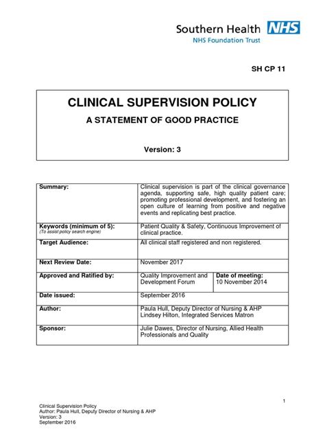 Clinical Supervision Log Template
