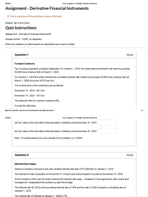 Assignment Derivative Financial Instruments This Is A Preview Of The