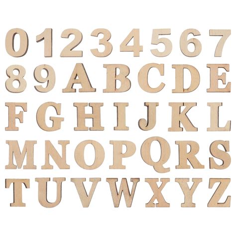English Alphanumeric 36 Pcs Scrapbooking Wooden Numbers Unfinished Alphabet Letters For Boxwood