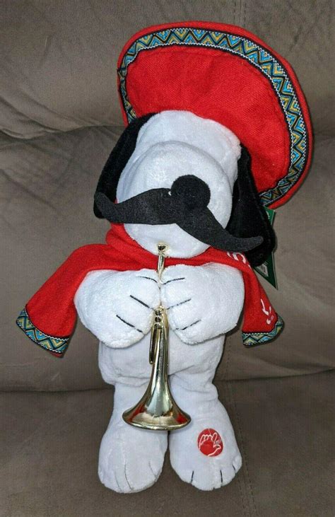 Peanuts Animated Snoopy With Trumpet And Sombrero Dances And Plays Feliz