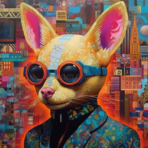 Ai Generated Cat Wearing Glasses And Suit Stock Illustration