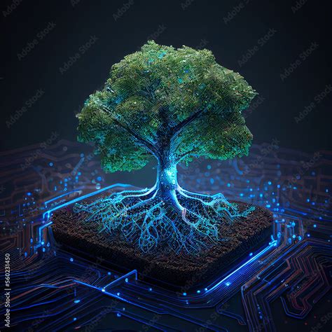 Tech Tree Electrical Circuit Digital Concept Of Technology And Ecology