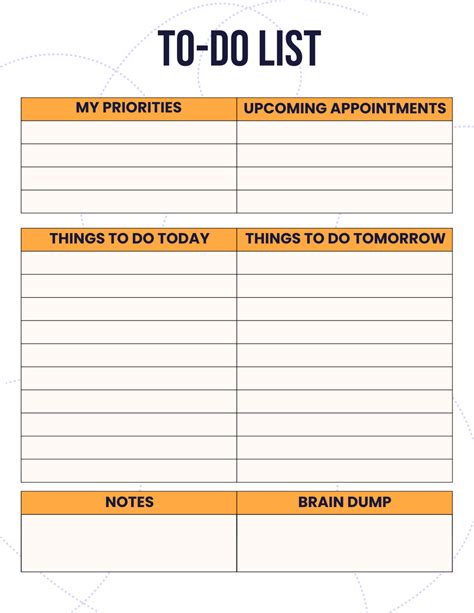 Printable To Do List Template Word
