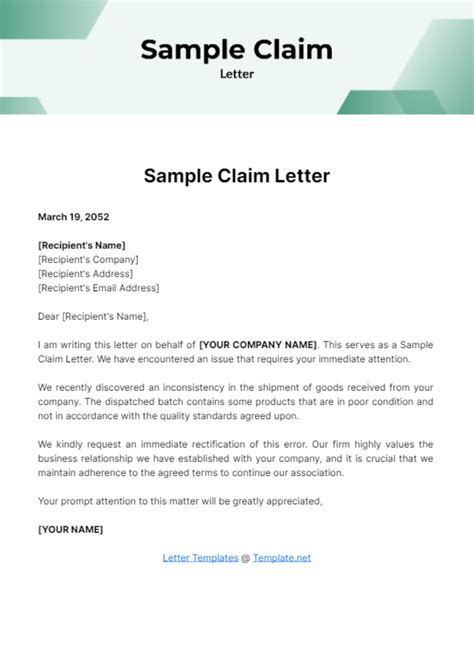 Free Acknowledgment Claim Letter Template To Edit Online