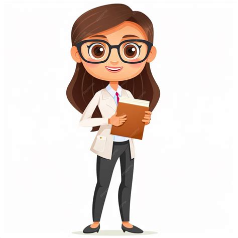 A Cartoon Drawing Of A Female Doctor With Glasses And A Folder