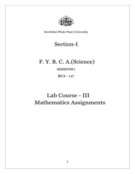 Solution Fy Bca Sci Workbook Mathsstatsfinal Studypool