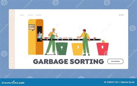 Garbage Sorting Landing Page Template Manufacturing Service Wastes