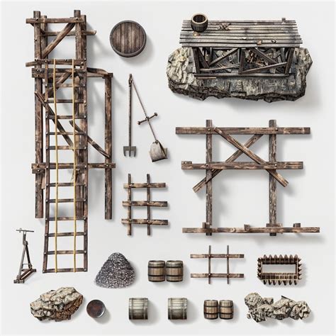 Premium Vector 2d Video Game Assets Mining Game Assets Old Coal Mine