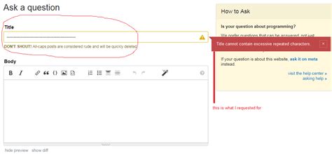 Should We Implement Repeated Characters Validation In Question Title Meta Stack Overflow