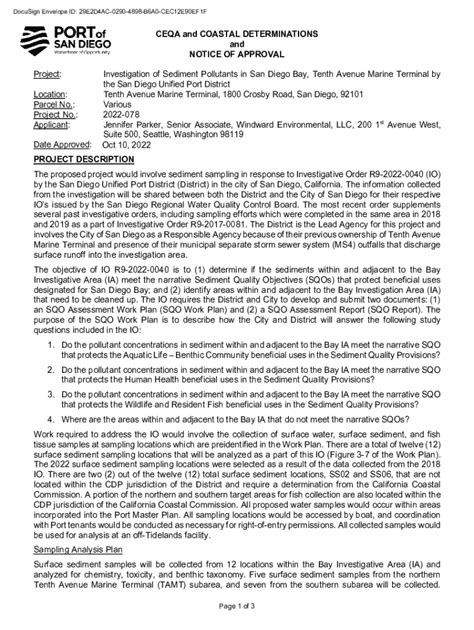 Fillable Online Investigation Of Sediment Pollutants In San Diego Bay
