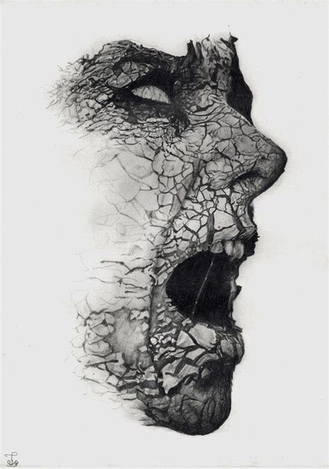 Cracked Mask Drawing Cracked Head Drawing Ripping Face Off Art Dark Art