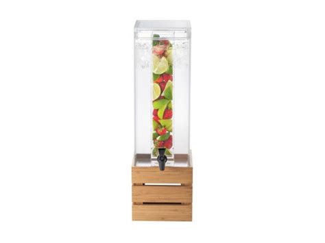 Bamboo 3 Gallon Acrylic Crate Beverage Dispenser With Infusion Chamber