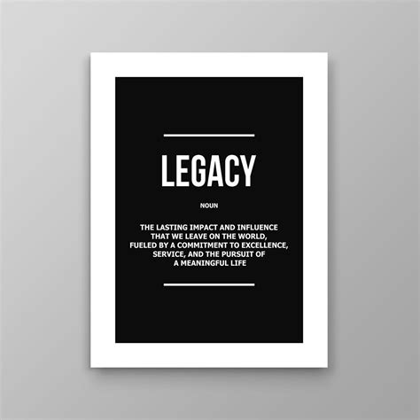 Legacy Definition Printable Inspirational Wall Art Life Impact