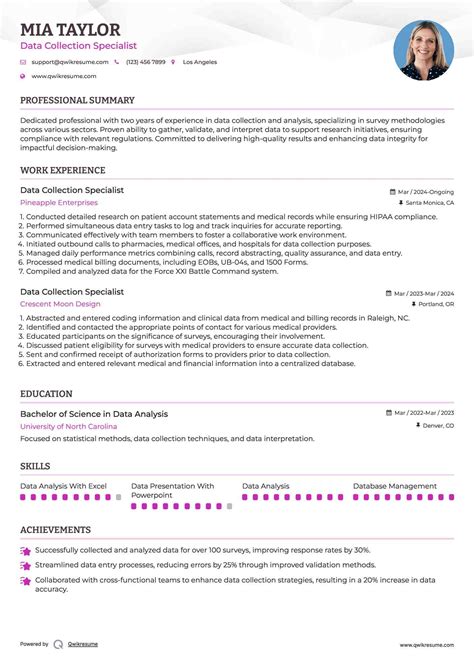 10 Data Collection Specialist Resume Samples And Templates For 2025