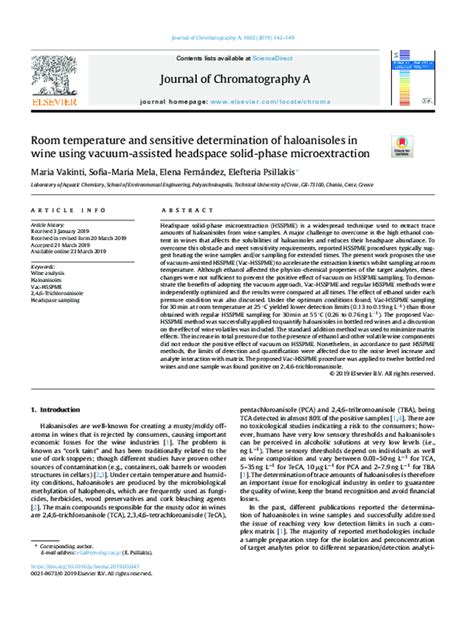 Pdf Room Temperature And Sensitive Determination Of Haloanisoles In