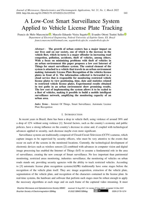 Pdf A Low Cost Smart Surveillance System Applied To Vehicle License Plate Tracking