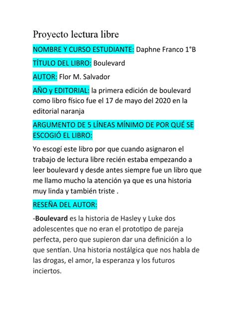 Proyecto Lectura Libre Pdf