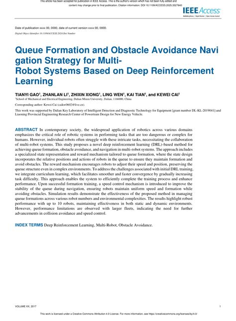 Pdf Queue Formation And Obstacle Avoidance Navigation Strategy For Multi Robot Systems Based