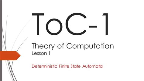 Theory Of Computation Lesson 1 Cukurova University Department Of
