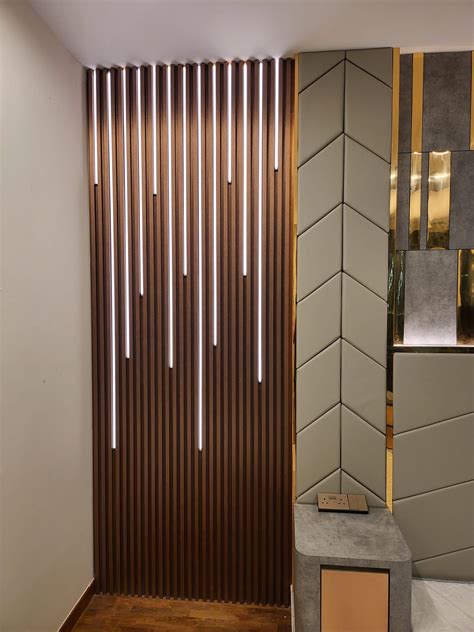 Wood Slat Panel With Integrated Led Lights Modern Wall Paneling