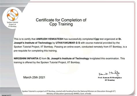 Anirudh Venkatesh On Linkedin I Am Glad To Share My Completion Of Cpp Training At Spoken
