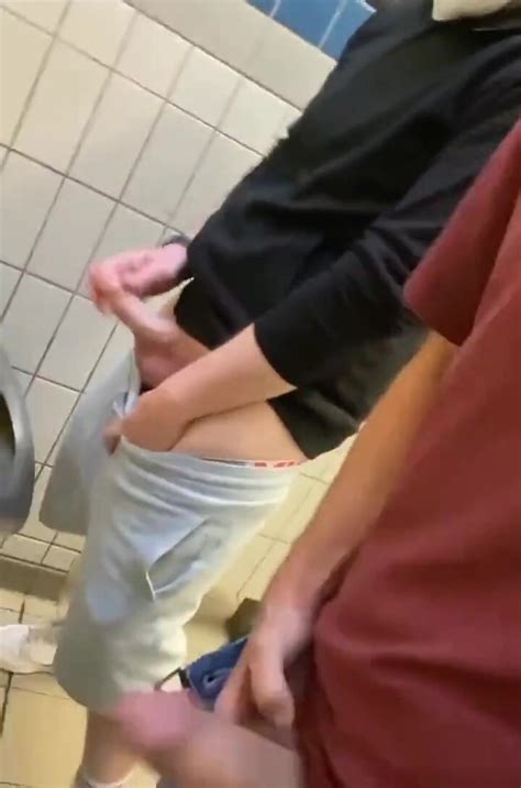 Friends Jerking Each Other At The Urinals