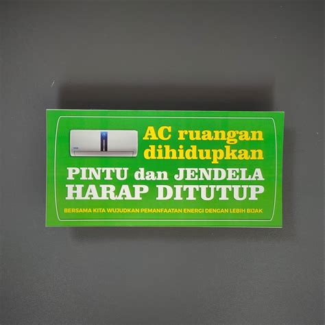 Jual Stiker Ruang Ac Ruang Ber Ac Pintu Harap Ditutup Laminating Glossy Shopee Indonesia
