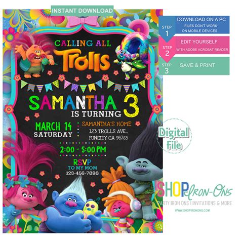 Trolls Invitation Background