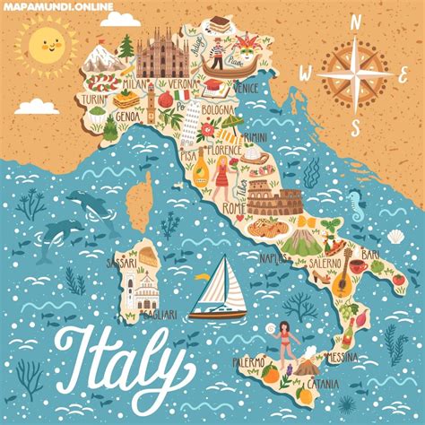 ⊛ Mapa De Italia 🥇 Político And Físico Grande Para Imprimir · 2024