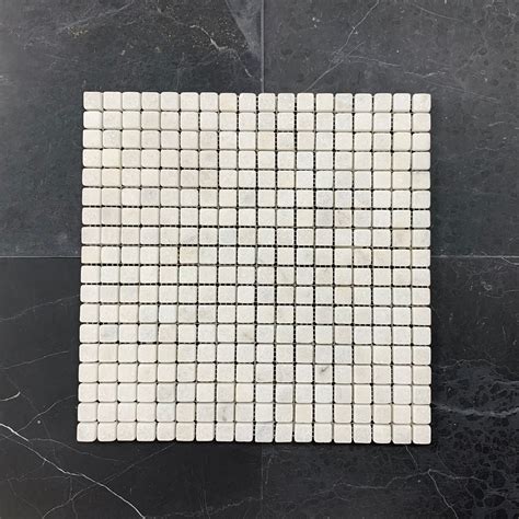 Milos Small Square Marble Tumbled Mosaic Graystone Tile And Design Studio