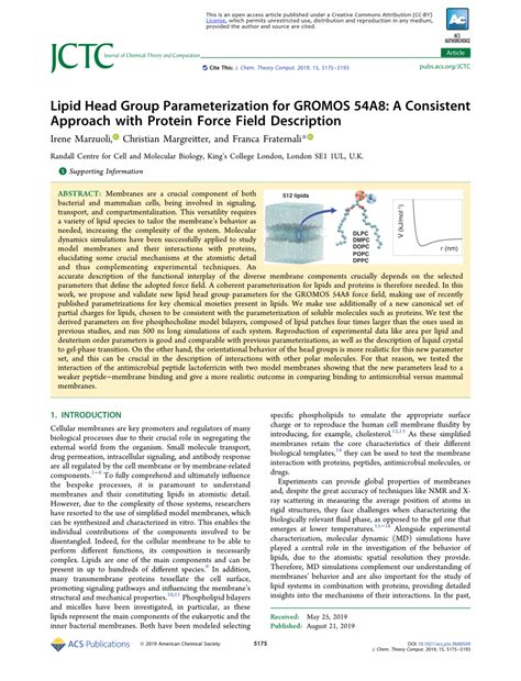 Pdf Lipid Head Group Parameterization For Gromos 54a8 A Consistent