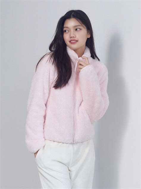 탑텐 여성 에코 플러피 플리스 하이넥 집업 위시버킷