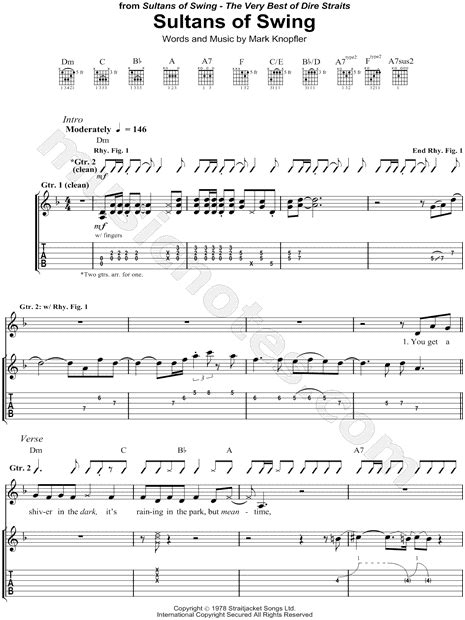 Dire Straits Sultans Of Swing Guitar Tab In D Minor Download