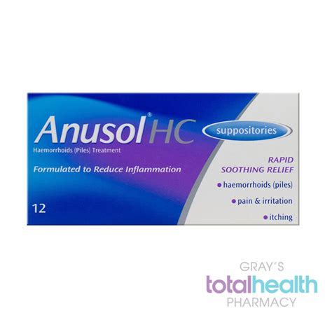 Anusol Hc Suppositories Ph Only Grays Totalhealth Pharmacy