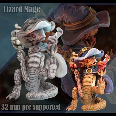 3d Printable Lizard Mage By Tainted Saint Miniatures