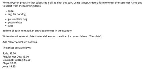 Write A Python Program That Calculates A Bill At A Chegg Com