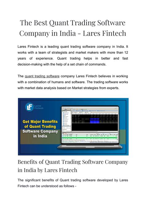 Ppt The Best Quant Trading Software Company In India Lares Fintech