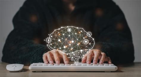 기술 스마트 로봇 Ai 인공 지능을 사용하는 인공 지능 남자는 명령 프롬프트를 입력하여 미래 기술 변환을 생성합니다 프리미엄 사진